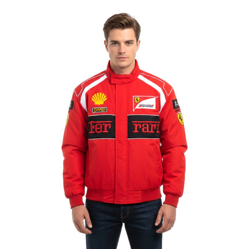 Ferrari Racing Team Red Bomber Jacket – Premium F1 Motorsport Style ...